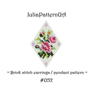 Roses Brick Stitch Earrings Pattern PDF Pink Flower Beaded Earrings ...