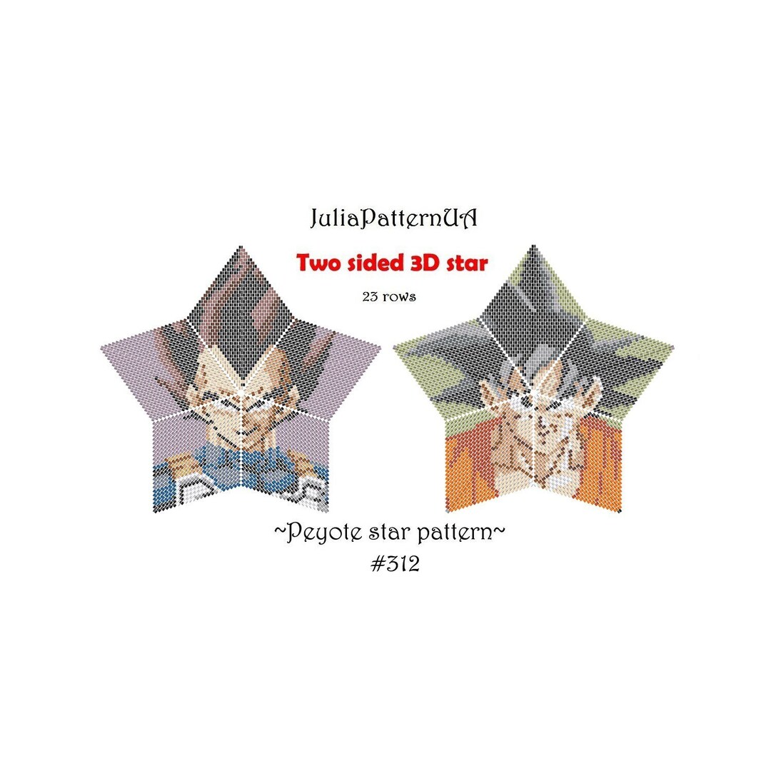 Anime Characters 3D Two Sided Peyote Star Pattern PDF Beaded Star ...