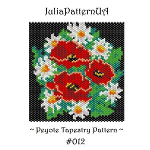 Daisies Poppy Peyote Tapestry Pattern PDF Wildflower Bouquet Beaded Tapestry Patterns DIY Seed ...