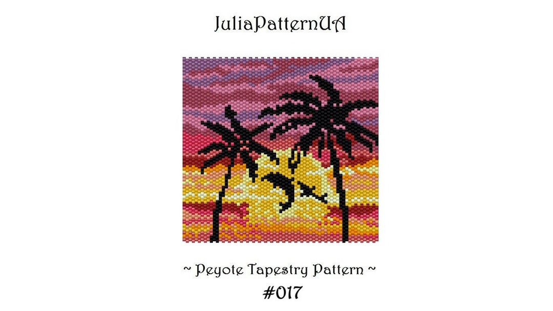 Tropical Sunset Landscape Peyote Tapestry Pattern PDF Dolphin ...