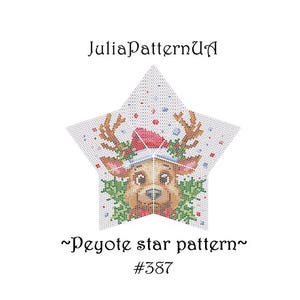 Cute Reindeer Peyote Star Pattern PDF Christmas Ornament 3D Beaded Star Pattern DIY Warped ...
