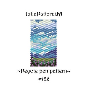 Summer Landscape Peyote Pen Wrap Patterns PDF Mountain and Flower Field Beaded Pen Cover ...