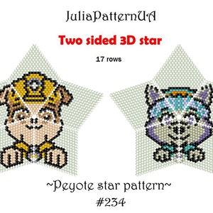 Dog Two Sided 3D Peyote Star Pattern PDF Cartoon Characters Beaded Star ...
