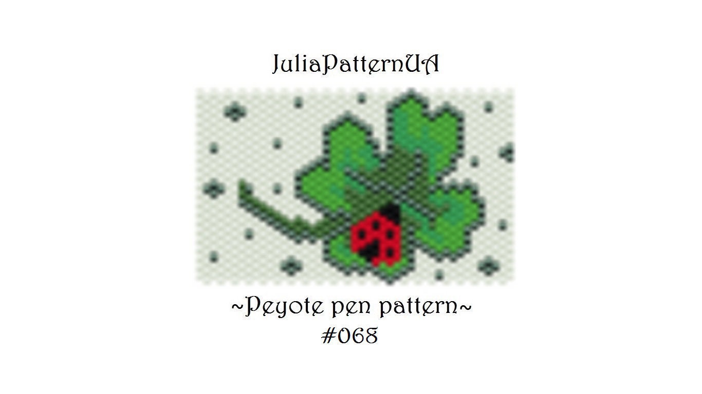 Four leaf clover Ladybug Beaded pen wrap patterns G2 beaded | Etsy