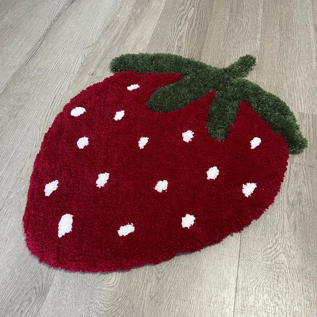 Fuzzy Strawberry Rug Handmade Tufted Decor - Etsy