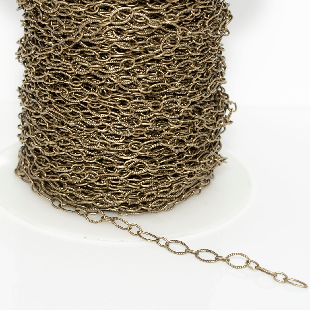 1 Meter (3.28 Ft) Antique Bronze Plated Brass Chain 9x6mm Y 5x4mm. DIY ...