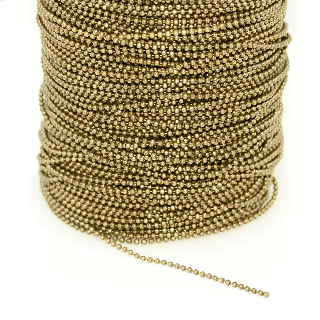 1 Meter (3.28 Ft) Antique Bronze Plated Brass Chain Faceted Round 1.5mm ...