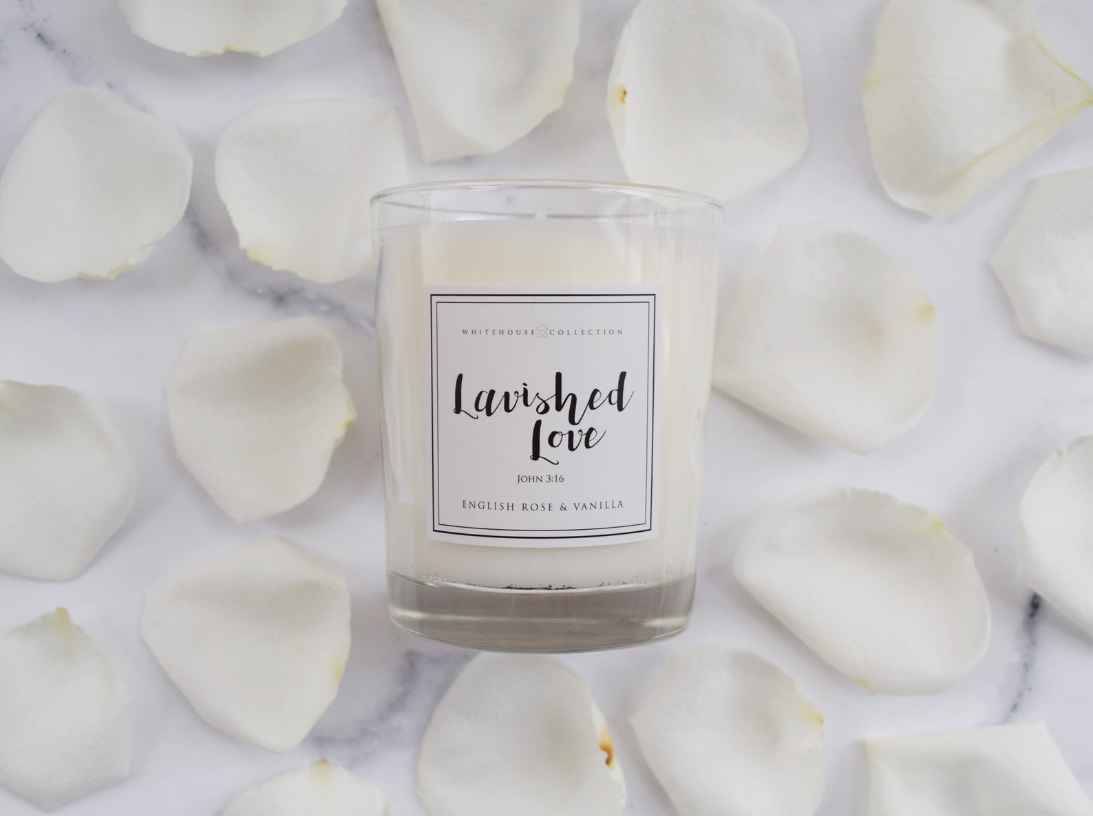 Lavished Love Candle Gift Soy Wax English Rose and Vanilla Fragranced ...