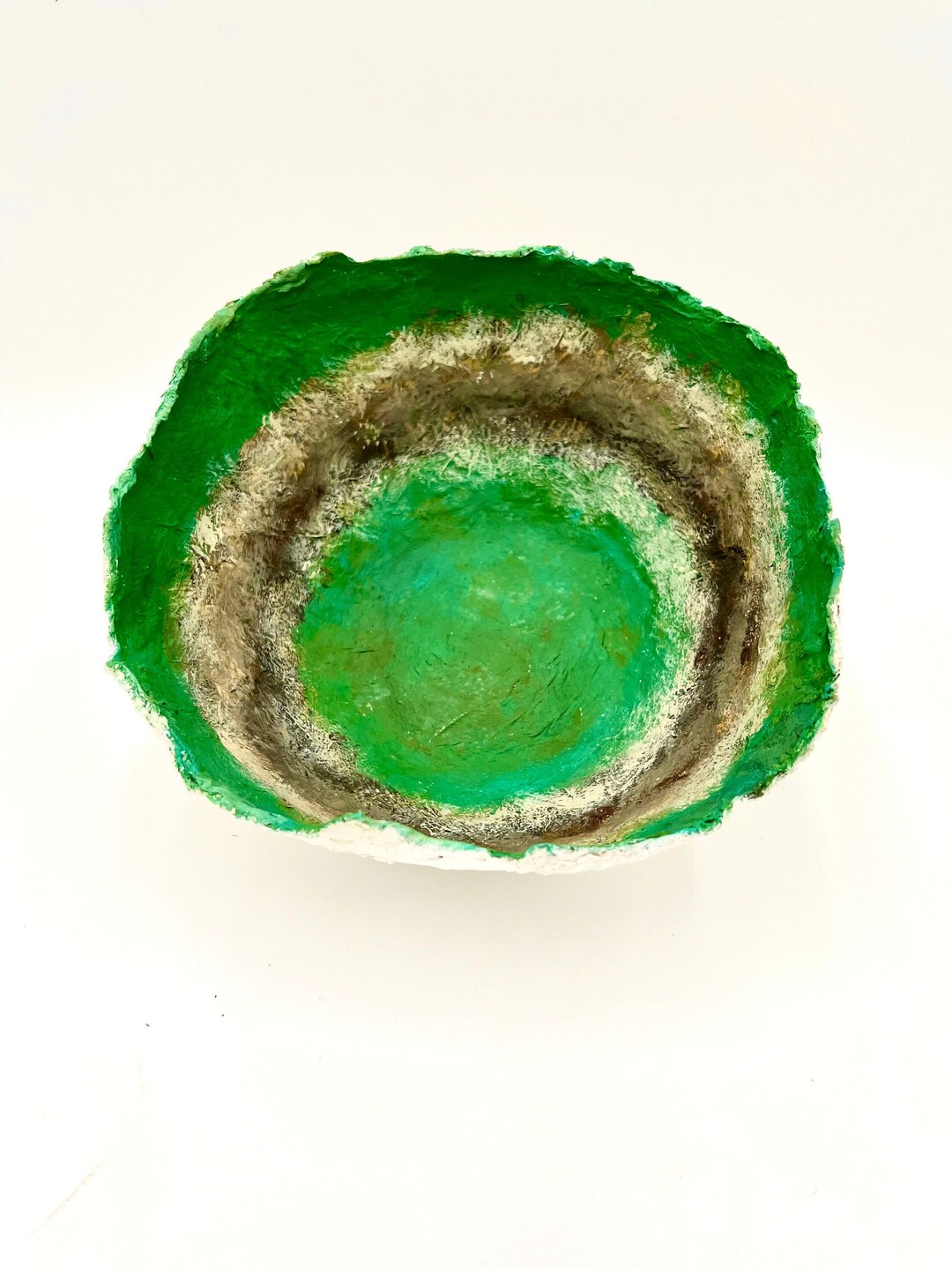 Bowl Sculpture Paper Mâché Decorative Vessel Coastal Fairy Cottage ...