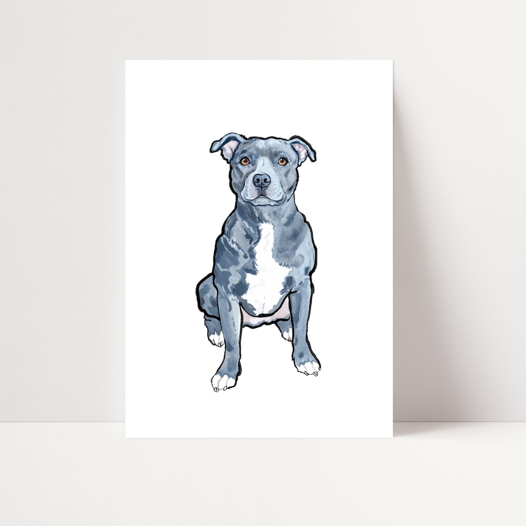 Blue Staffy Print | Staffy Wall Art - Etsy