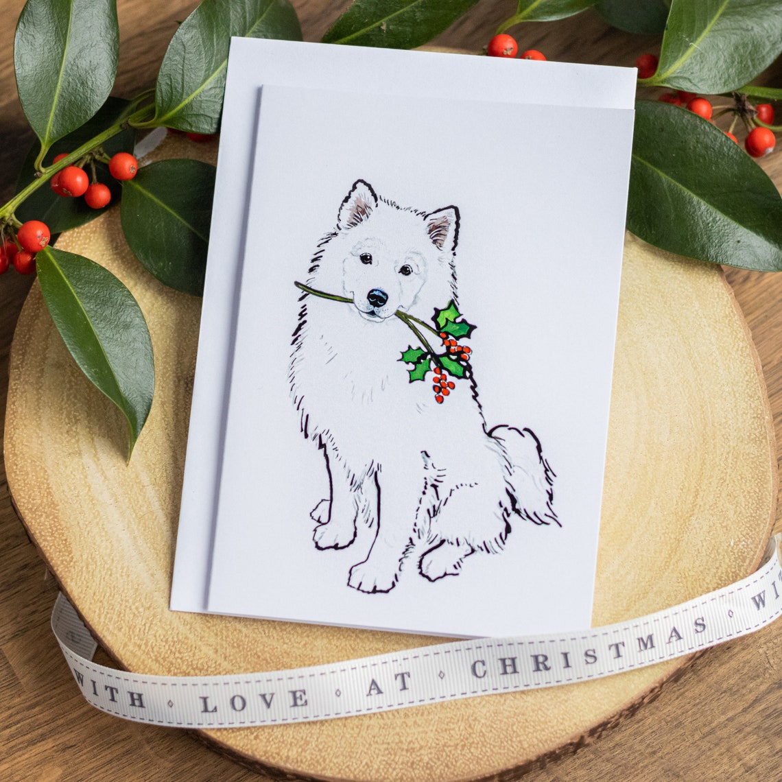 Samoyed Christmas Card - Etsy UK
