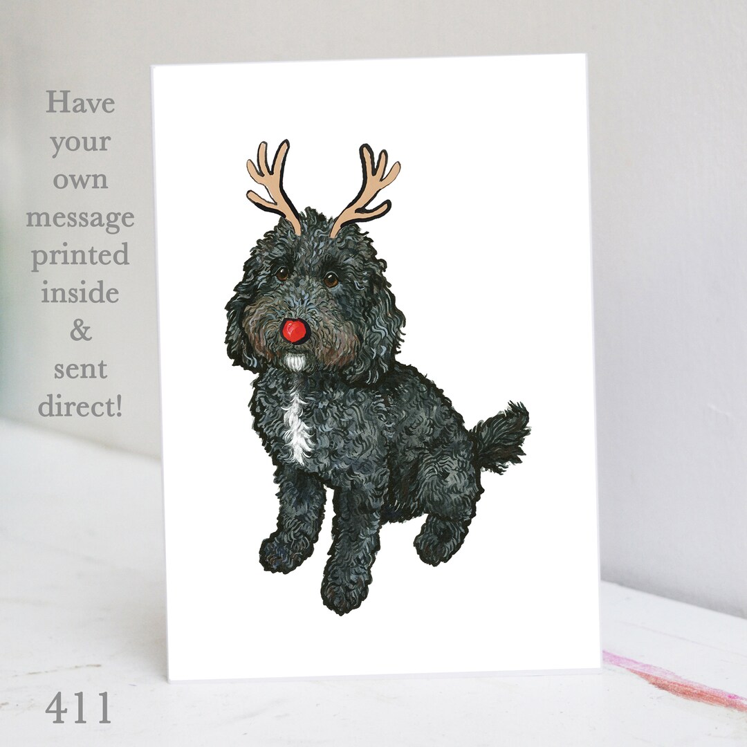 Personalised Black and White Cockapoo Christmas Card - Etsy