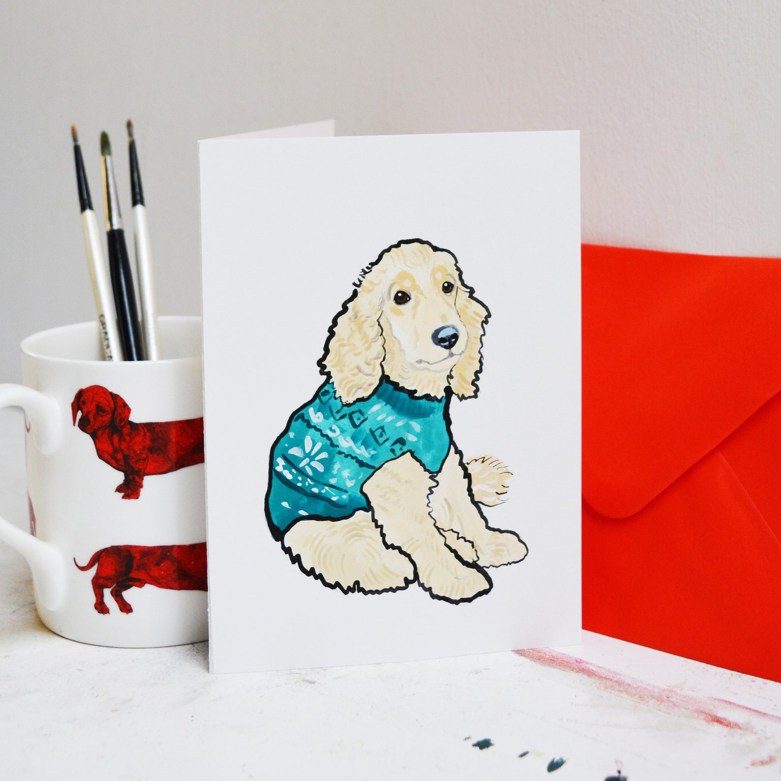 Custom Pet Portrait Card Pet Portrait Greetings Card - Etsy