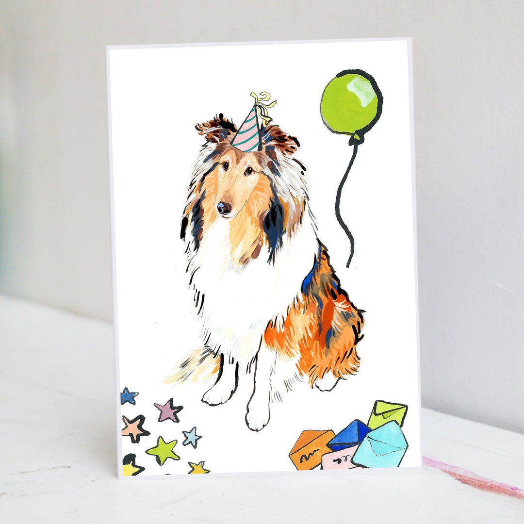 Personalised Rough Collie Card - Etsy