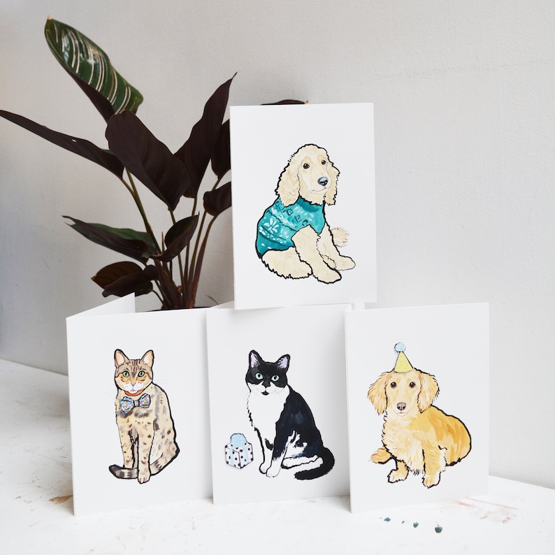 Custom Pet Portrait Card Pet Portrait Greetings Card - Etsy