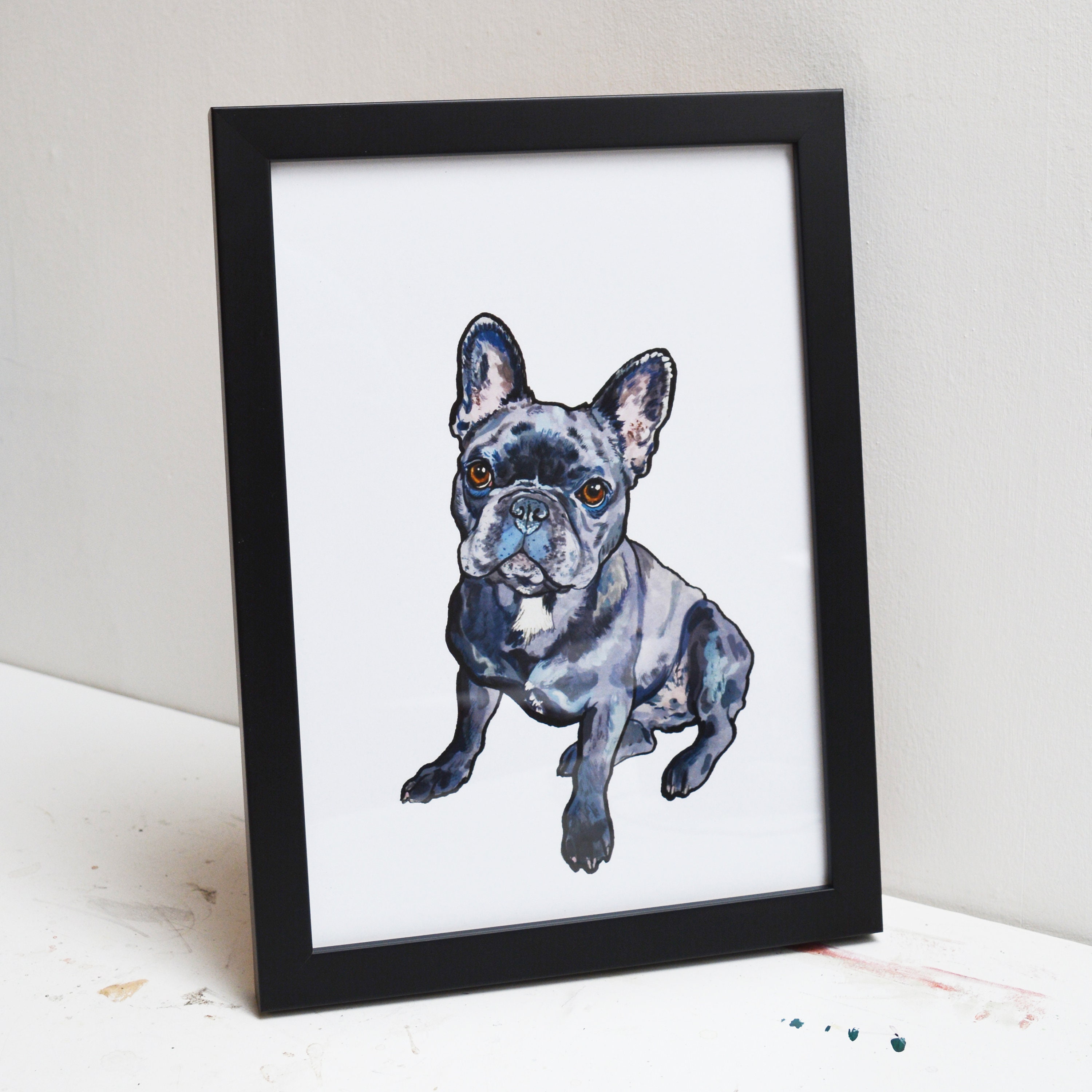 Blue Frenchie Wall Art French Bulldog Print French Bulldog - Etsy