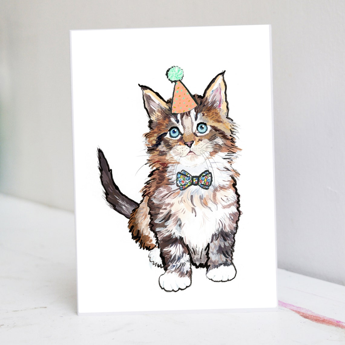 Kitten Birthday Card | Tabby Kitten Card | Tabby Cat Card - Etsy