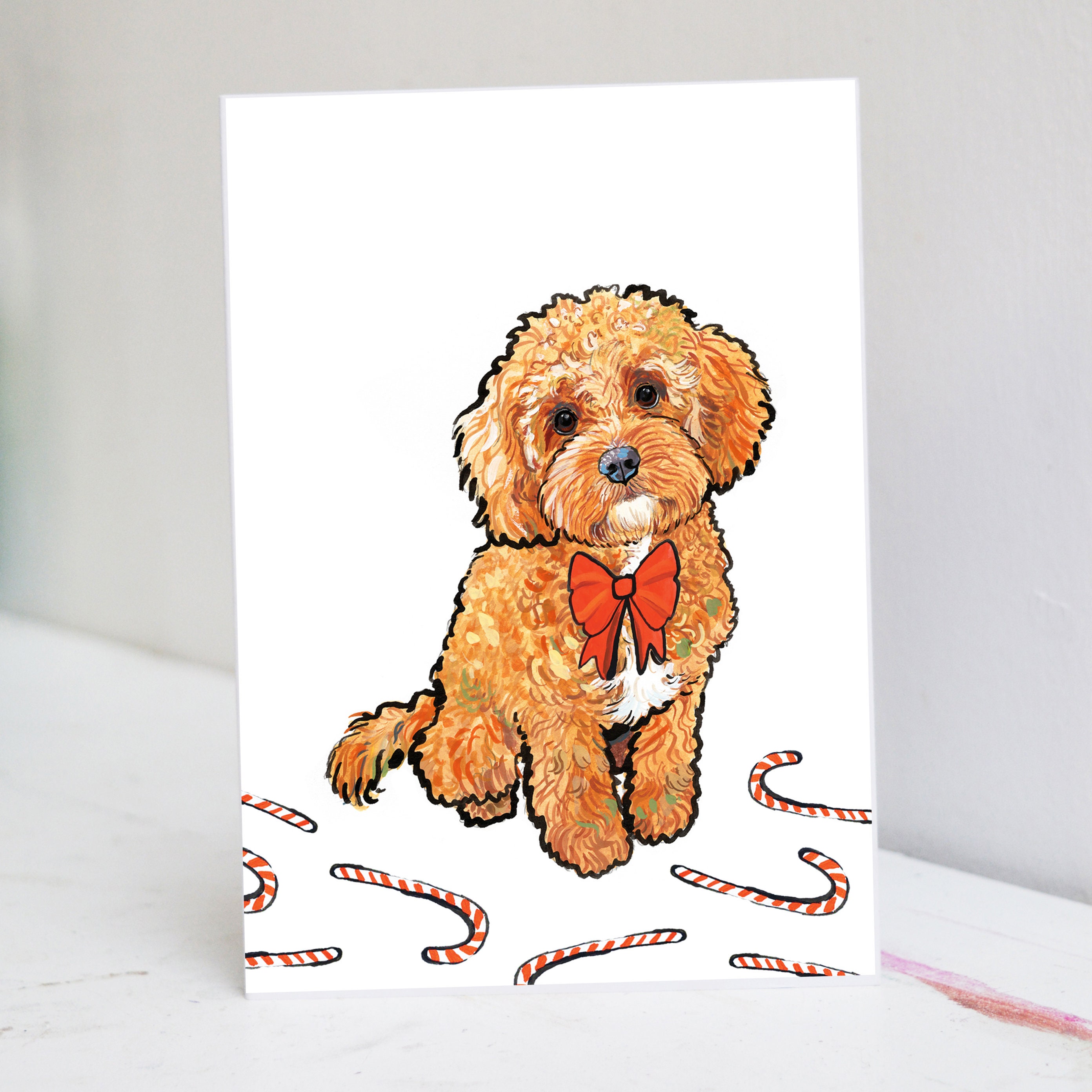 Cavapoo Christmas Card - Etsy
