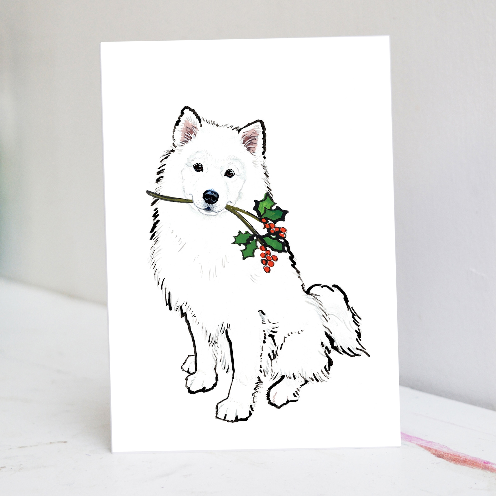 Samoyed Christmas Card - Etsy