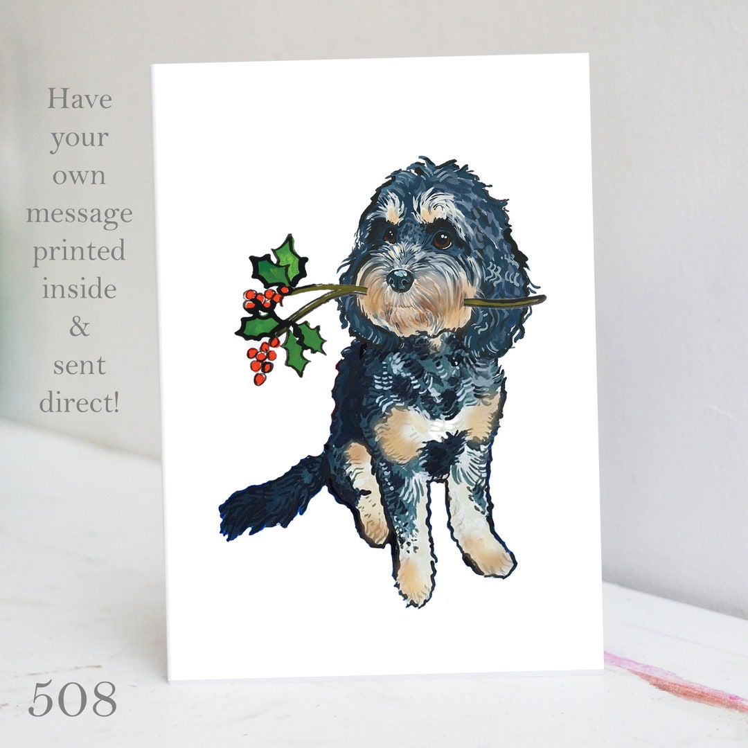 Tricolour Cockapoo Christmas Card - Etsy