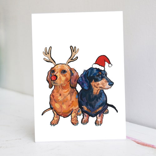 Dachshund Christmas Card Dashing Through the Snow Gifts for | Etsy