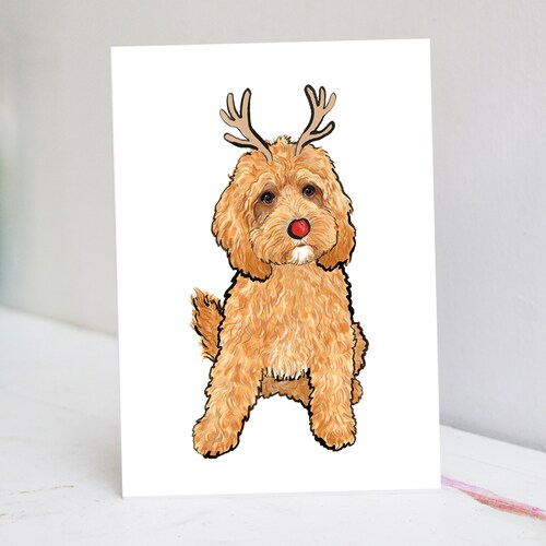 Cavapoo Christmas Card - Etsy