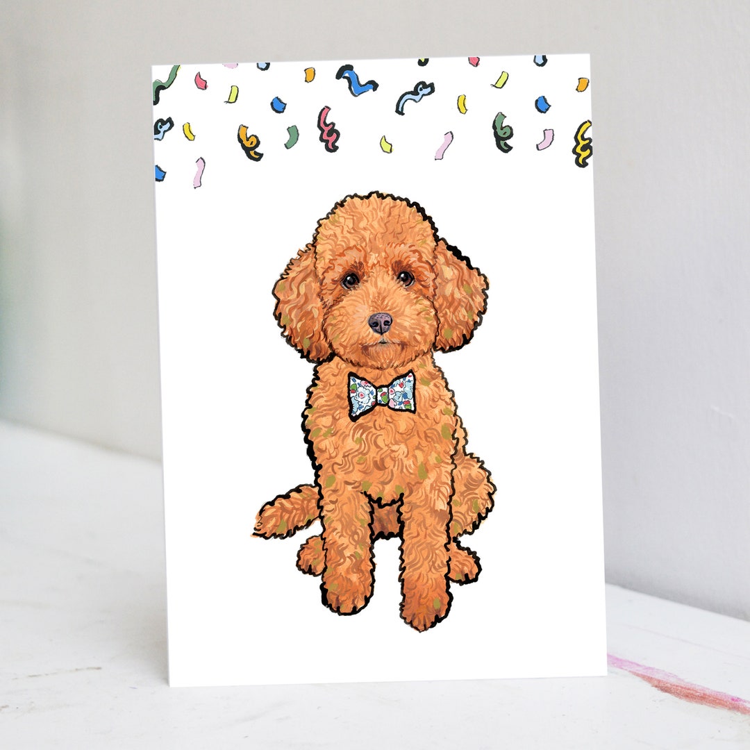 Personalised Red Toy Poodle Card - Etsy