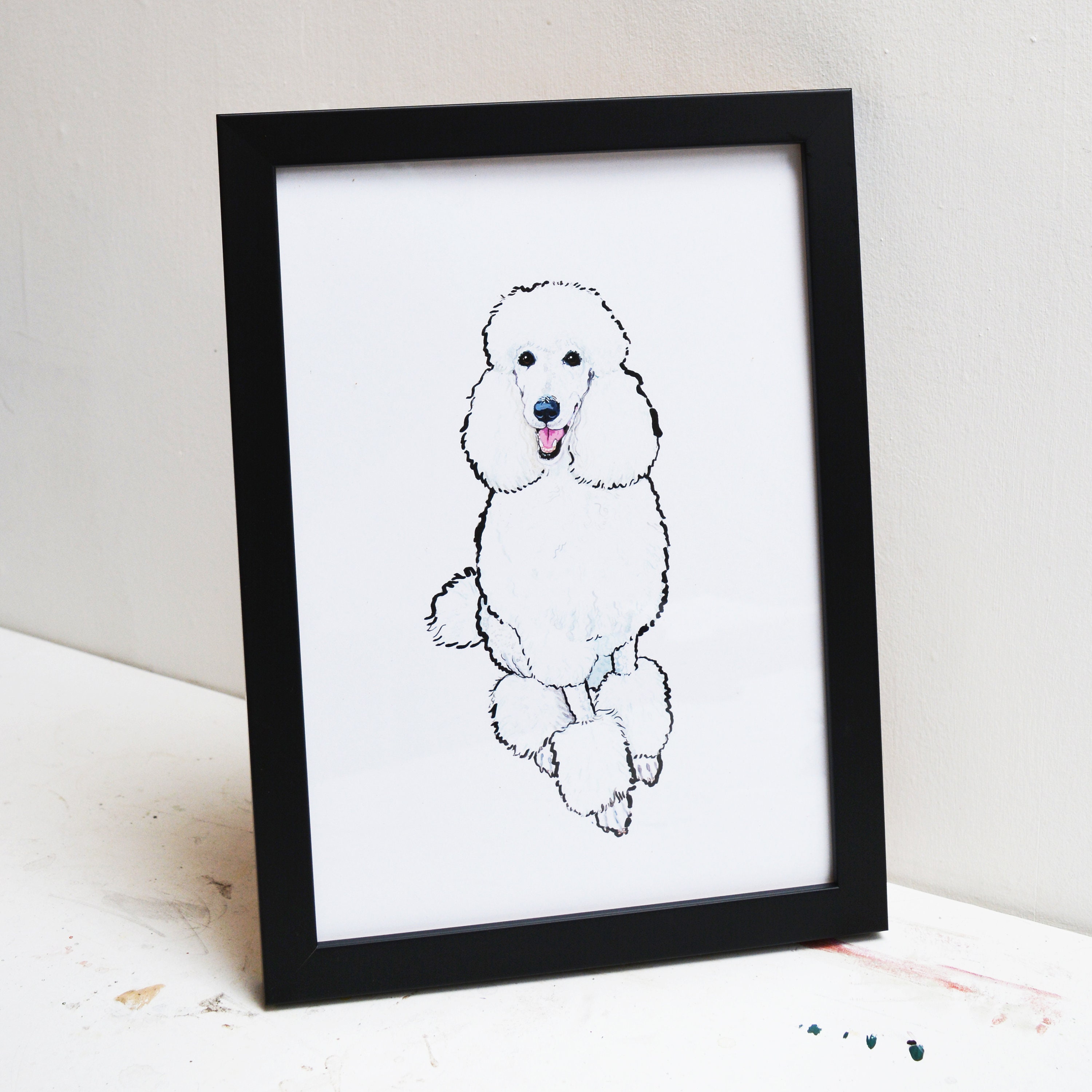 Poodle Wall Art White Poodle Print Standard Poodle - Etsy