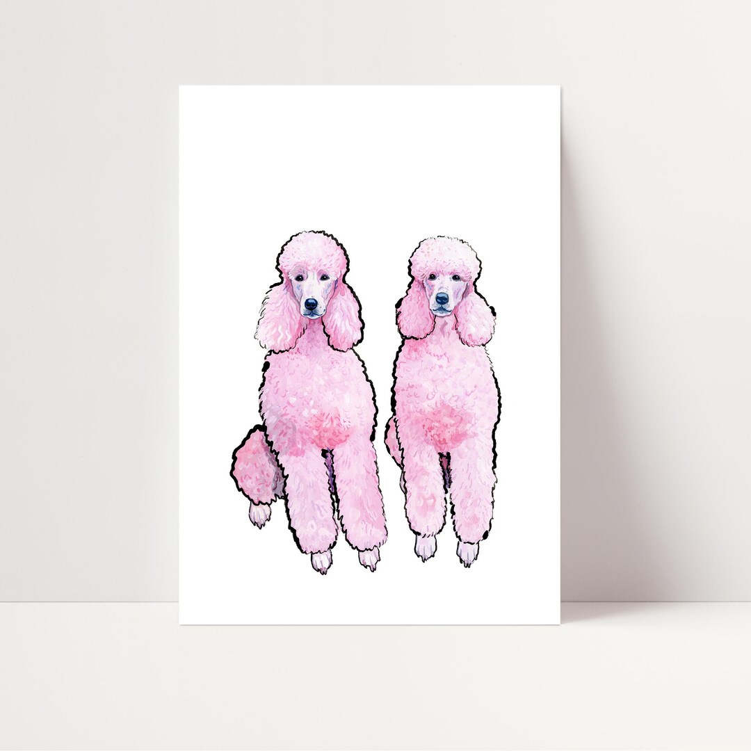Poodle Wall Art | Pink Poodle Print | Standard Poodle Print | Poodle ...
