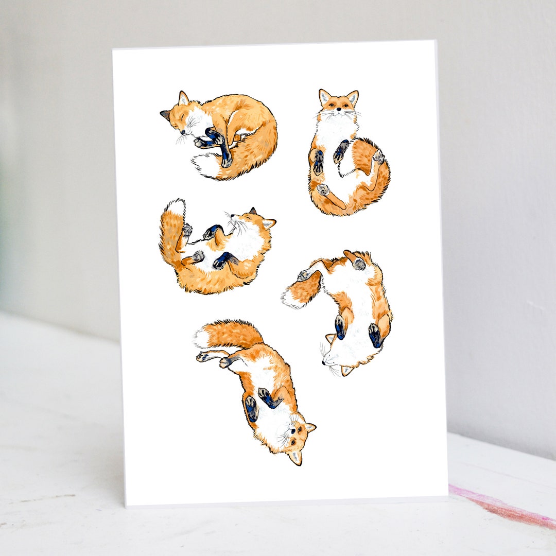 Sleeping Fox Card | Fox Birthday Card | Cute Fox Card - Etsy