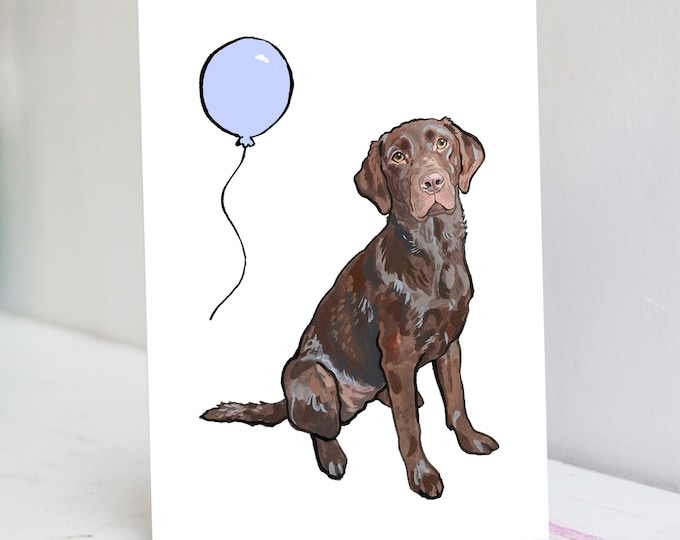 Chocolate Lab Art Print, Labrador Retriever Dog Modern Watercolor ...