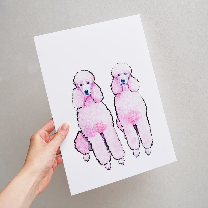 Poodle Wall Art | Pink Poodle Print | Standard Poodle Print | Poodle ...
