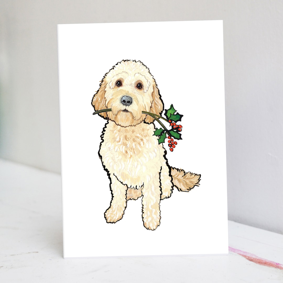 Personalised Festive Golden Doodle Christmas Card - Etsy
