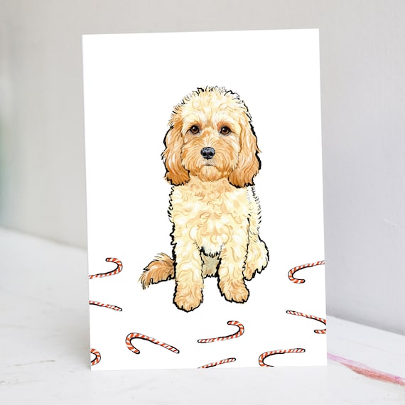 Apricot Cavapoo Christmas Card | Etsy