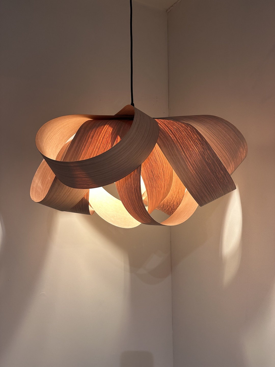 Hand Crafted Wooden Pendant Light, Ceiling Light, Light Fitting, Home ...