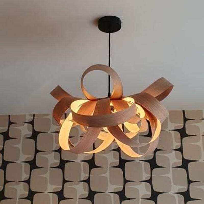 Wood Shade Ceiling Light - Etsy UK