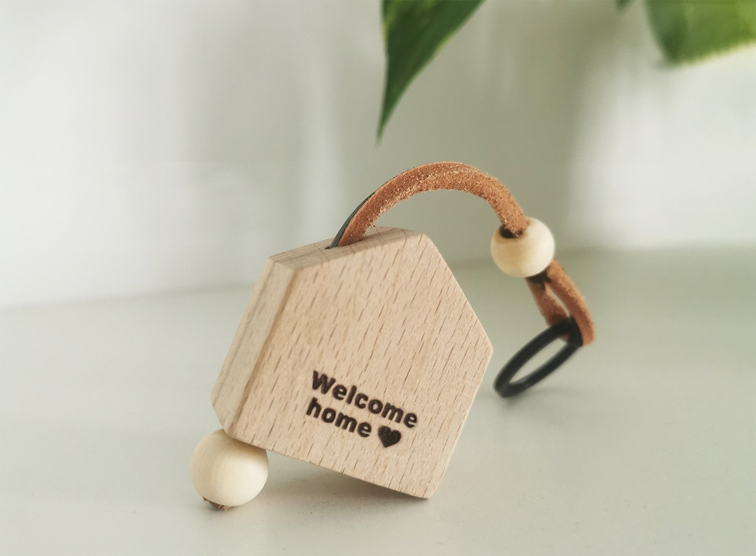Wooden House Keychain Engraving Personalized as a Gift, Customised ...