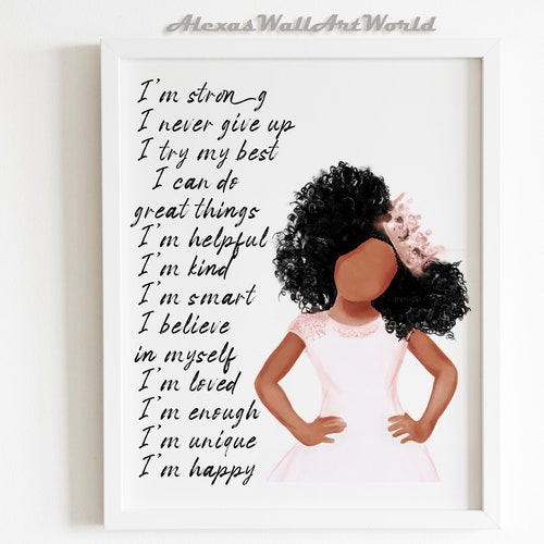 Personalized Name Positive Affirmations Print African Etsy