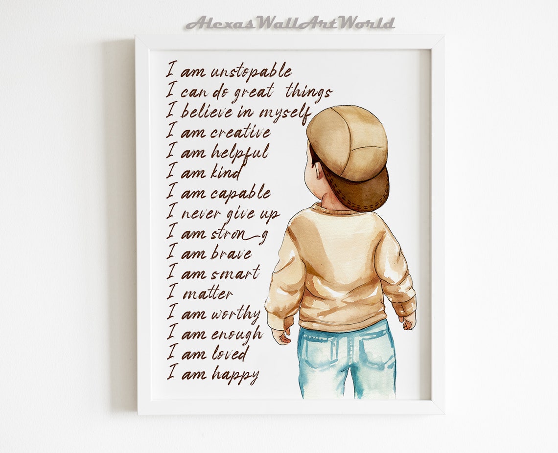 Boy Positive Affirmations Print Little Boy Wall Art - Etsy