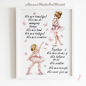 Positive Affirmations Printable, Ballerina Sisters Wall Art, Custom ...