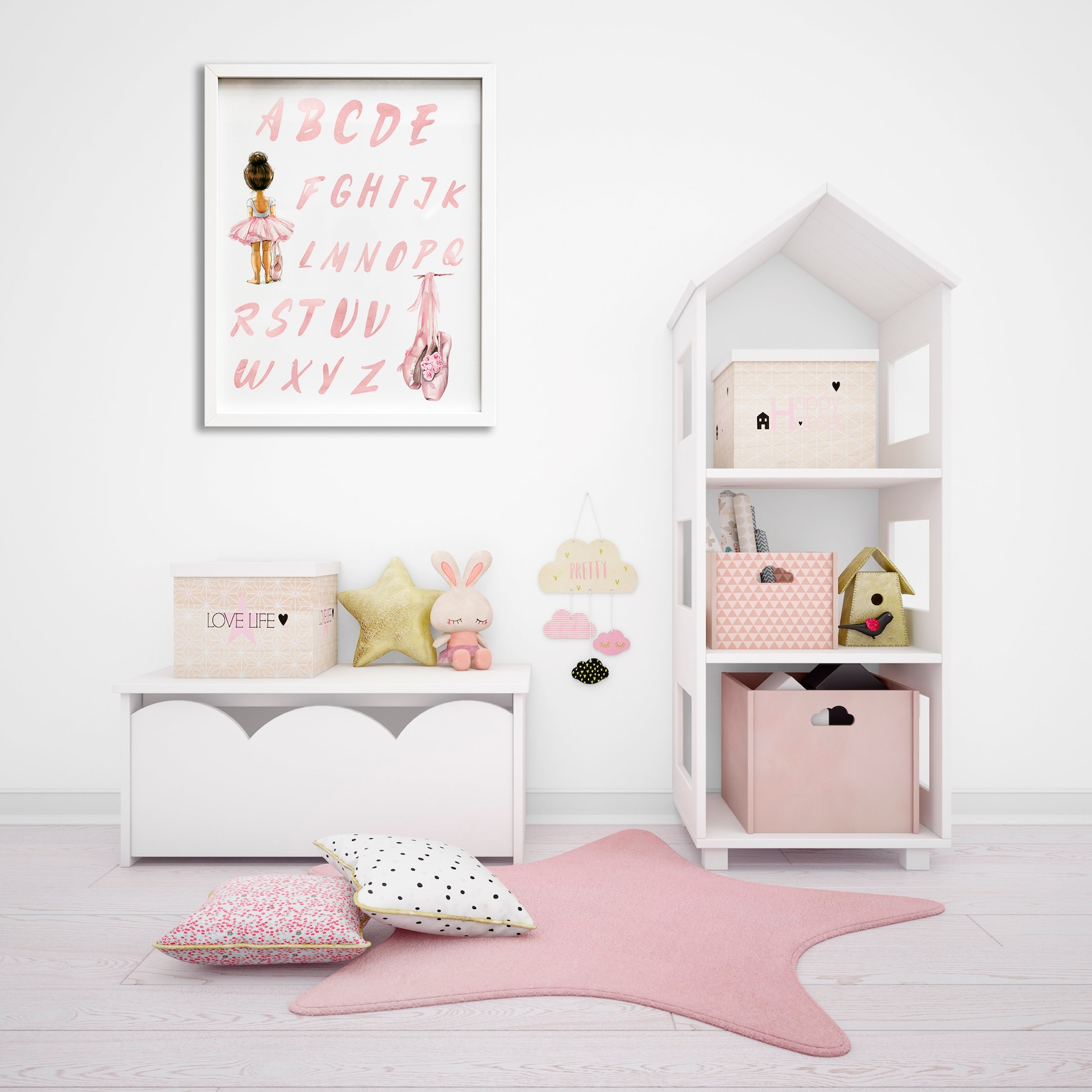 Girls Alphabet Poster Alphabet Printable Pink Nursery Wall - Etsy