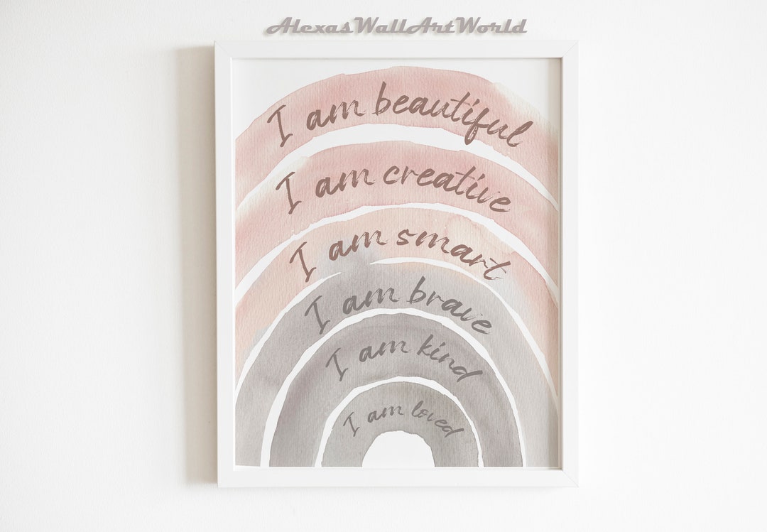 Rainbow Affirmations Wall Art, Boho Rainbow, Girl Bedroom Affirmation ...