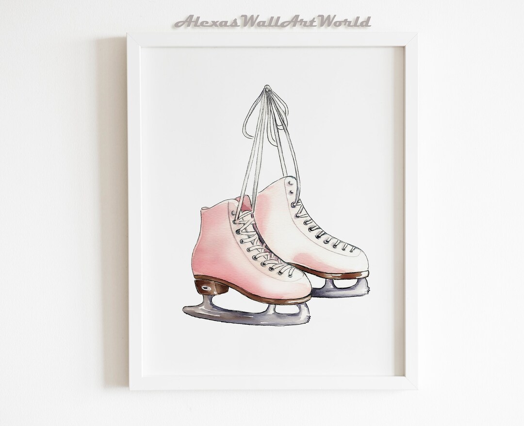 Ice Skates Wall Art, Skating Girls Room Decor, Watercolor Sports Print ...