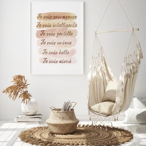 French Positive Affirmations Wall Art, French Affirmation Print, Boho ...