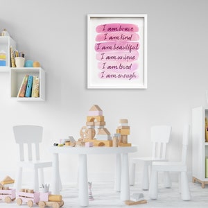 Positive Affirmation Wall Art, Watercolor Boho Nursery Decor ...