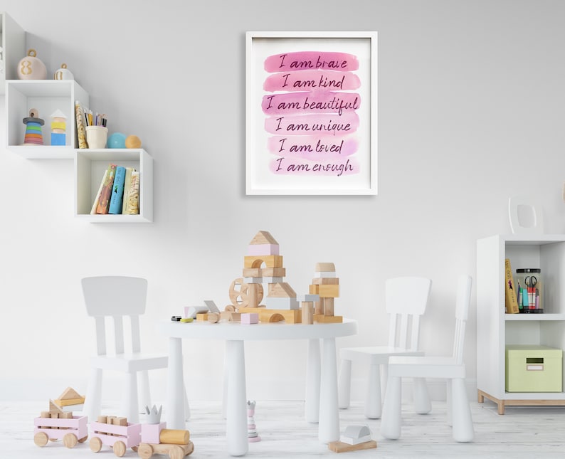 Positive Affirmation Wall Art Watercolor Boho Nursery Decor - Etsy