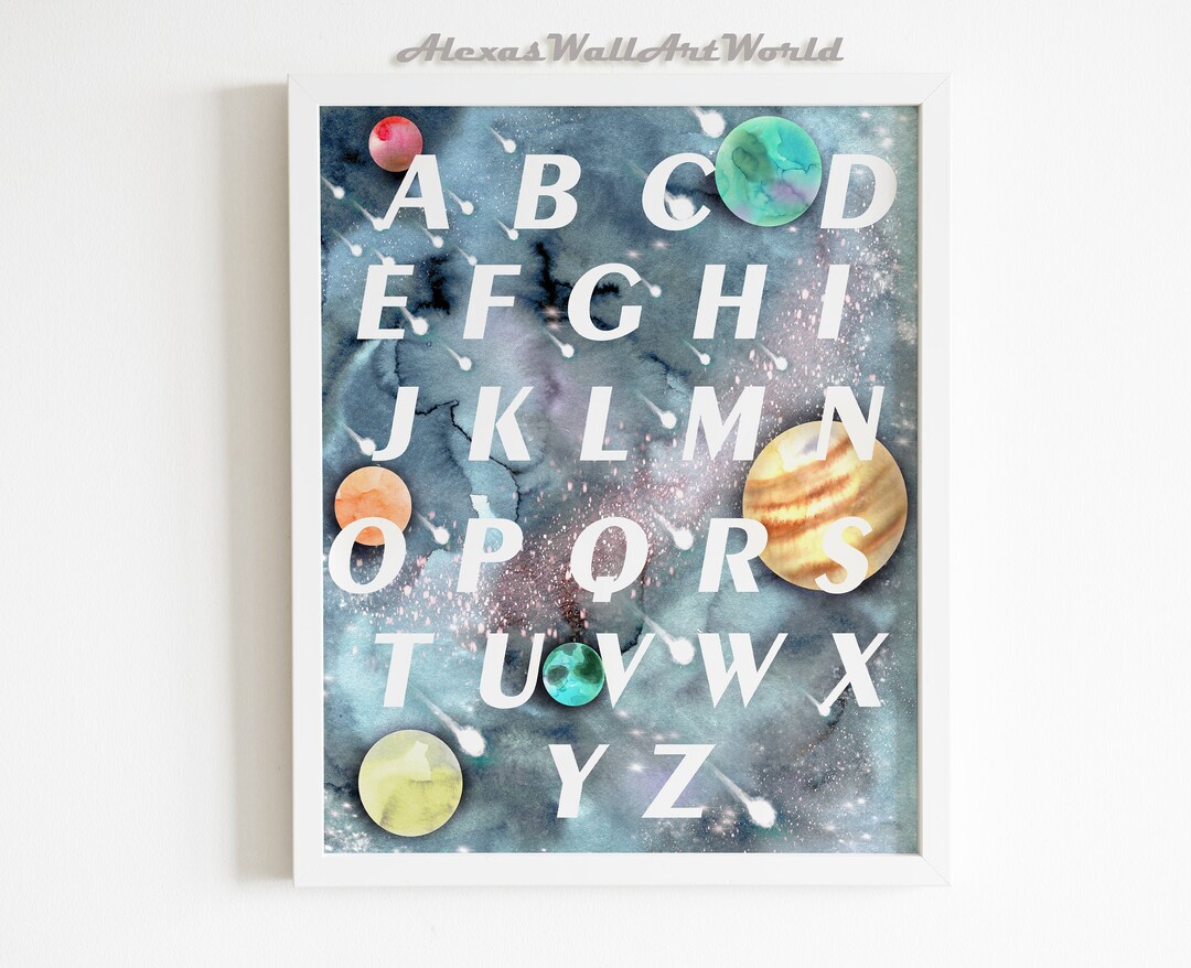Alphabet Poster, Outer Space Educational Nursery Decor, Boys Space ...