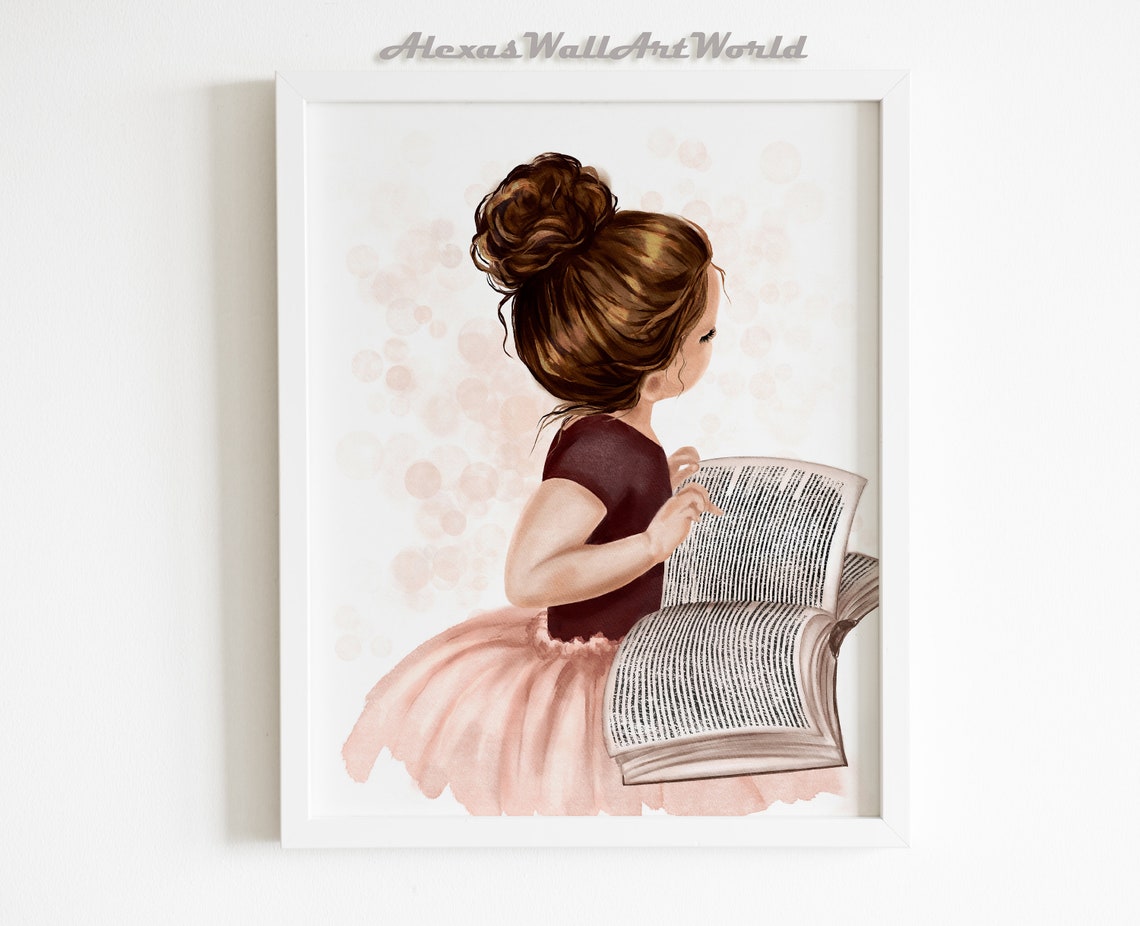 Reading Book Little Girl Poster Reading Corner Wall Art | Etsy
