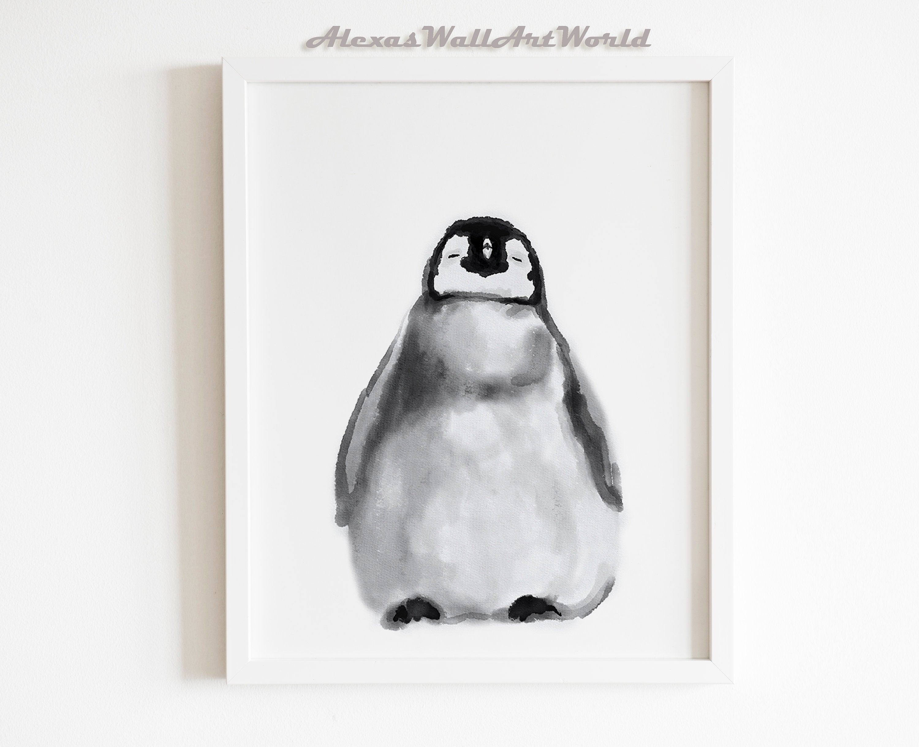 Penguin Watercolor Painting Baby Animal Print Baby Penguin | Etsy
