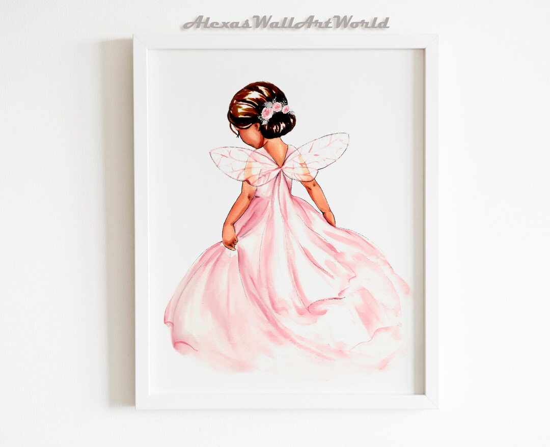 Dark Skin Fairy Girl With Rose Print, Blush Pink Fairy Toddler Girl ...